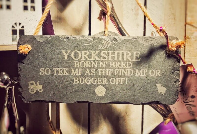 Yorkshire Quote Hanging Slate Sign - 25x12cm - Platters Slate