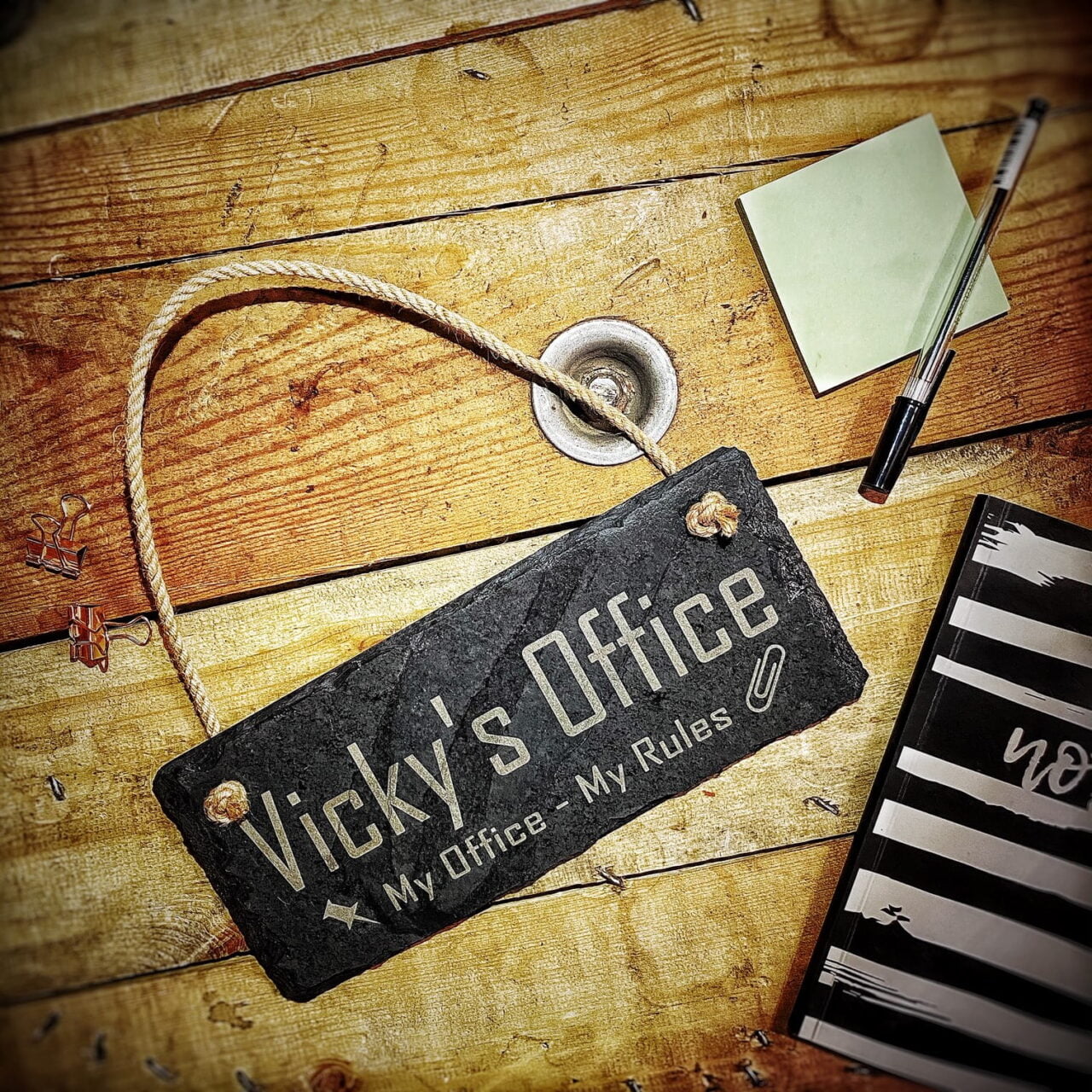Slate Home Office Sign Personalised - 25x12cm - Platters Slate