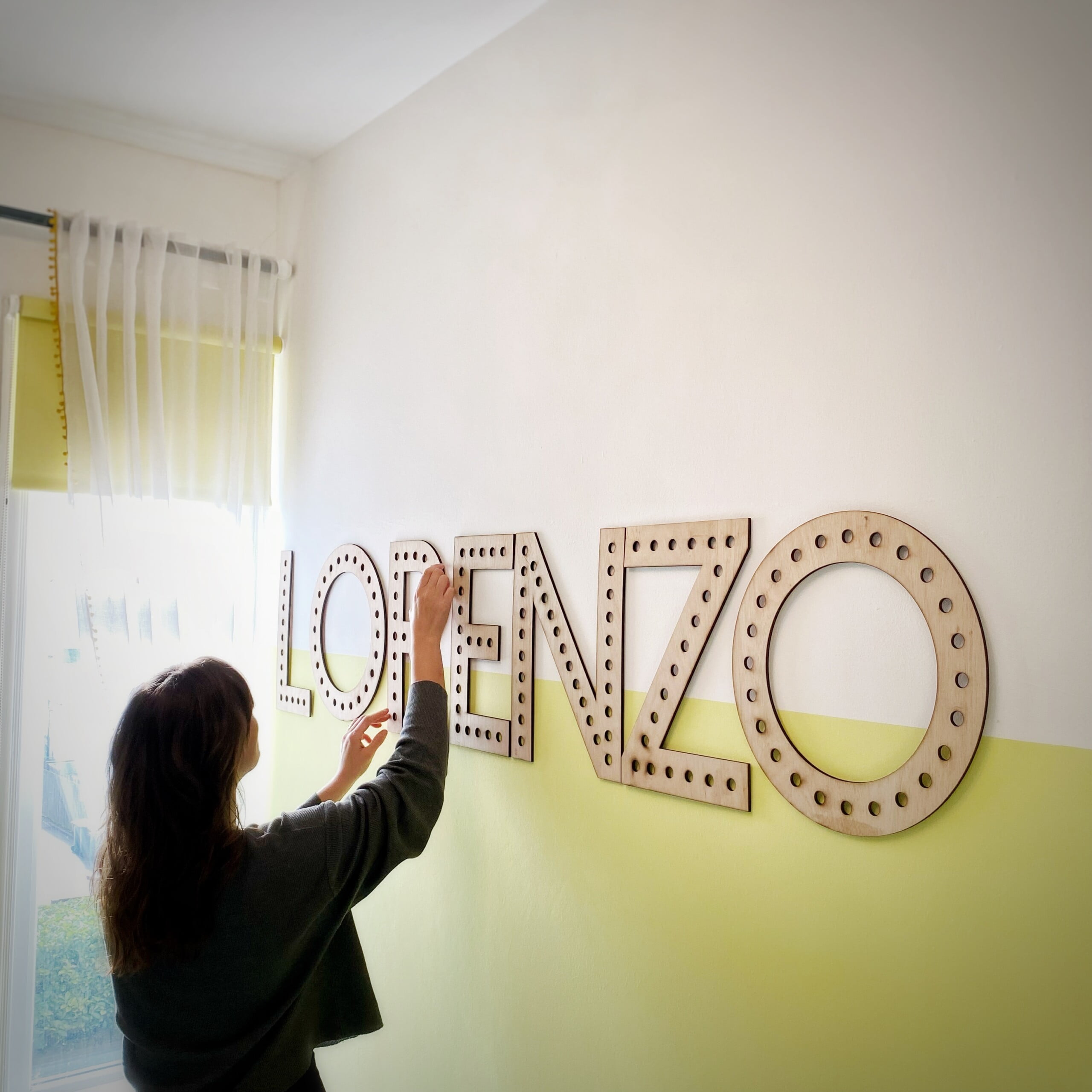 Personalised Large Wooden Name Sign, Name Wall Decor - 40cm