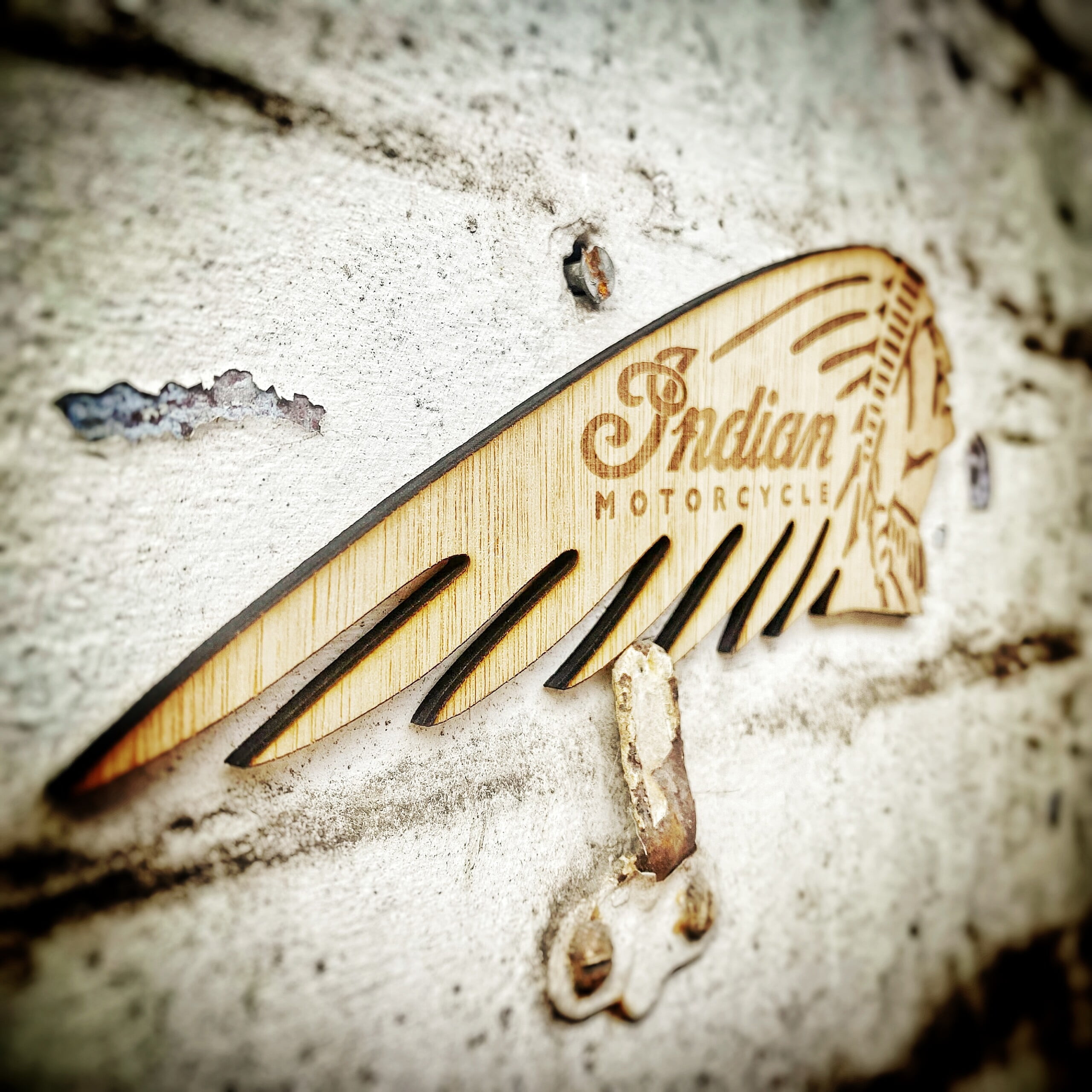 Indian Motorcycle Gift 20cm Engraved Wooden Sign - Platters Slate