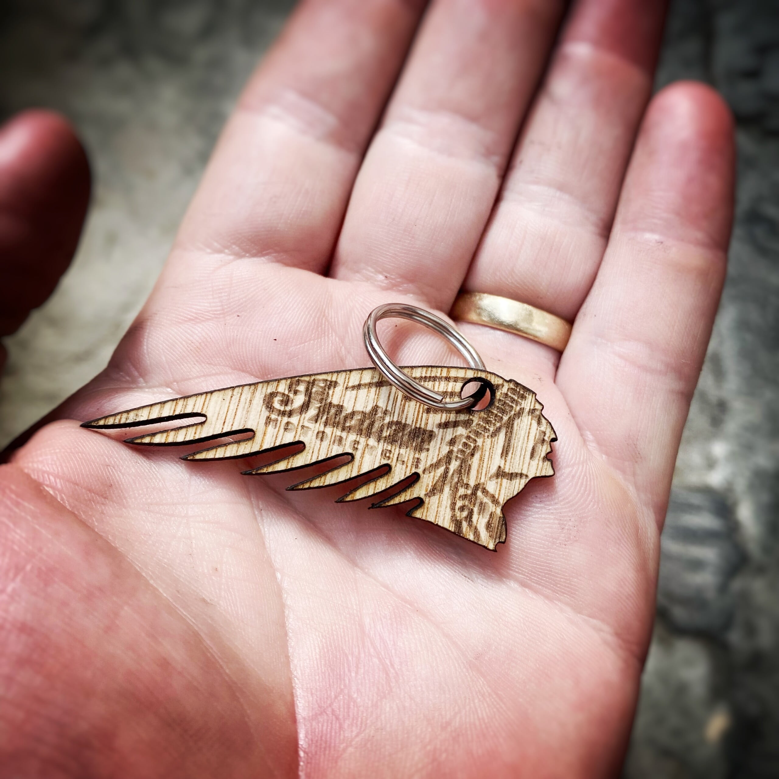 Indian Motorcycle Engraved Wood Keyring - Motorbike Gift